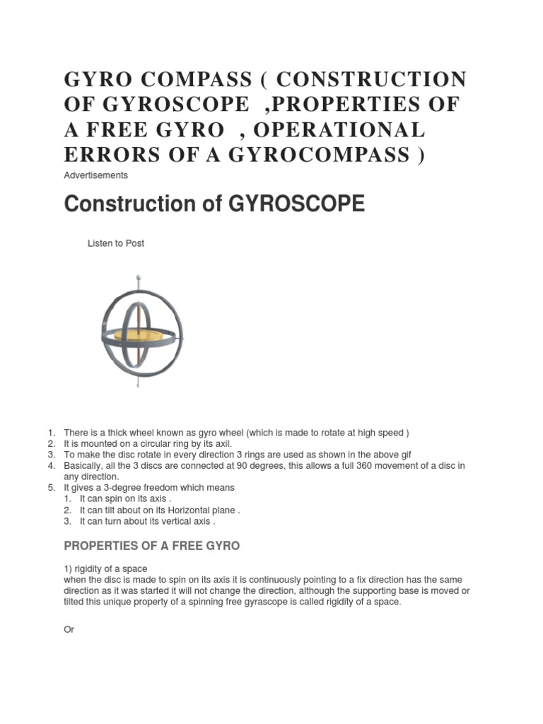 Gyro Compass | PDF | Gyroscope | Rotation