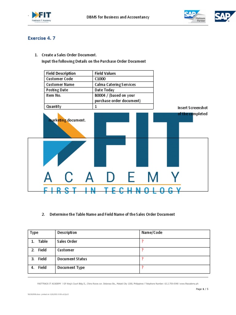 DBMS For BA Exercise Workbook - 4.7-4.10 | PDF | Business Process ...