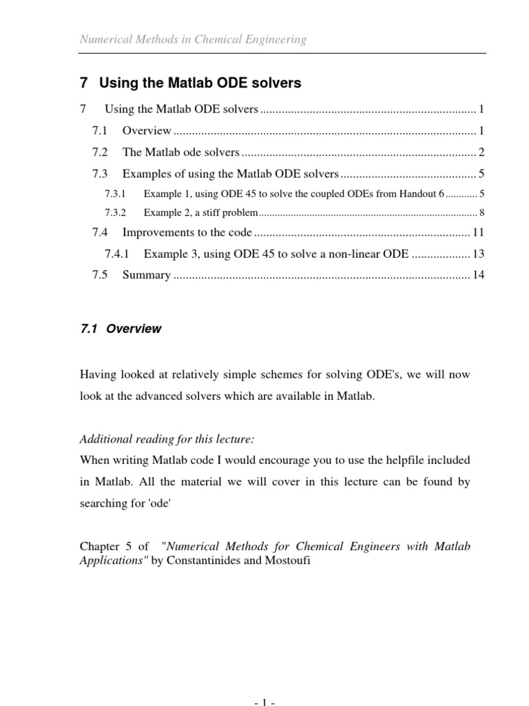Numerical Methods Chemical Engineering | PDF | Ordinary Differential ...