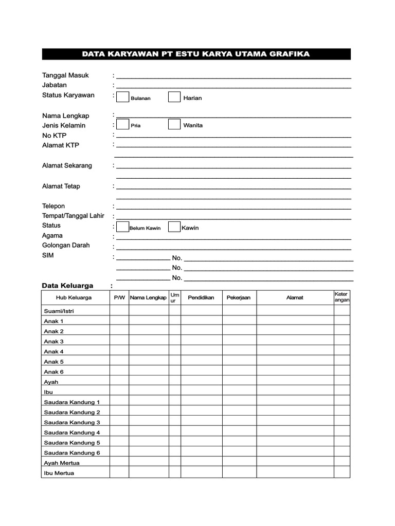 Form Data Karyawan | PDF