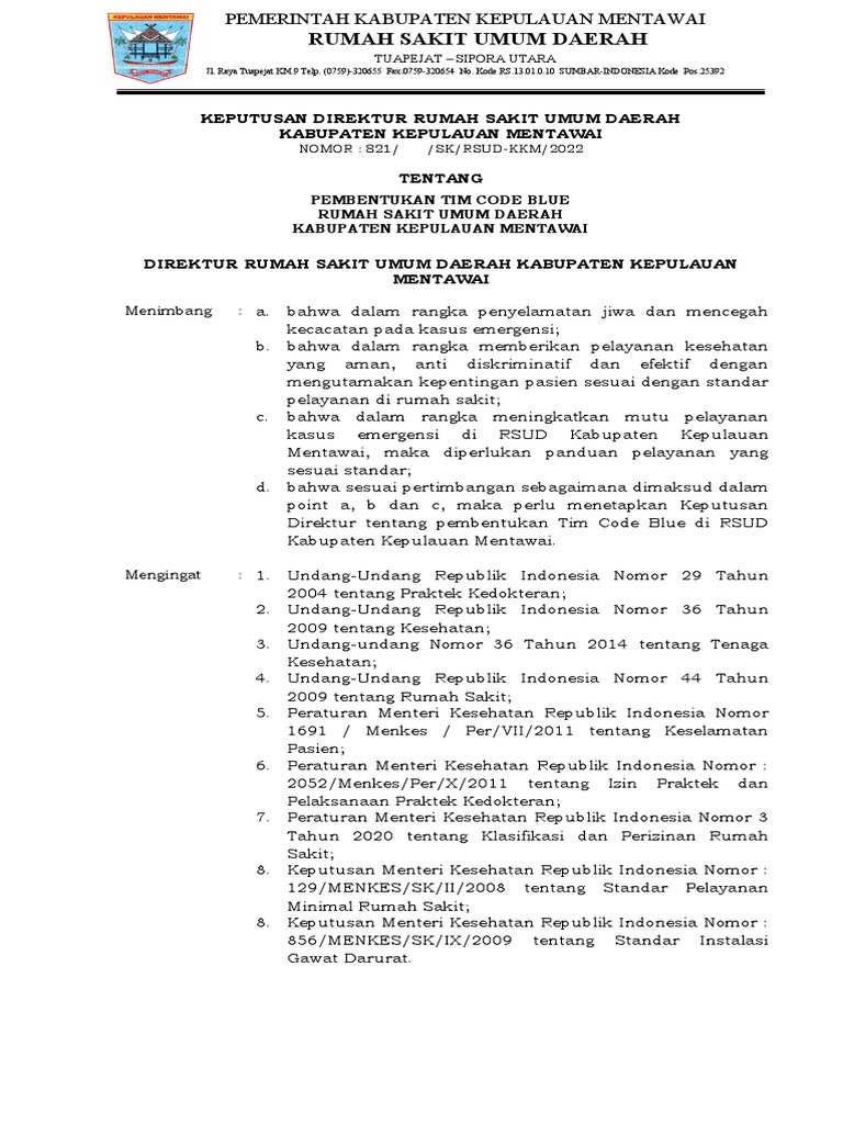 SK Tim Code Blue Rsud | PDF