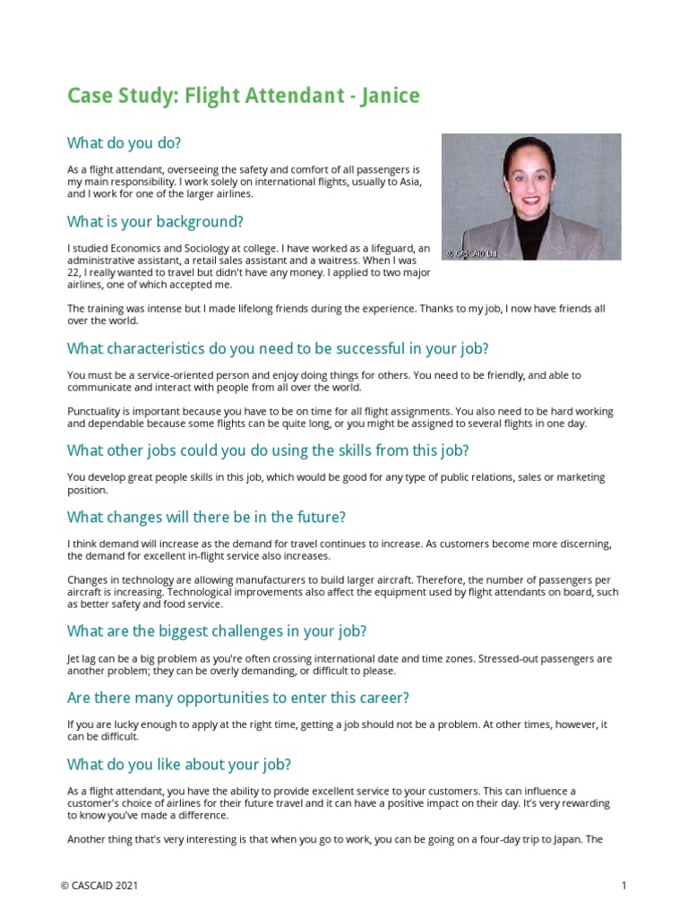 Case Study: Flight Attendant - Janice | PDF | Flight Attendant | Airlines