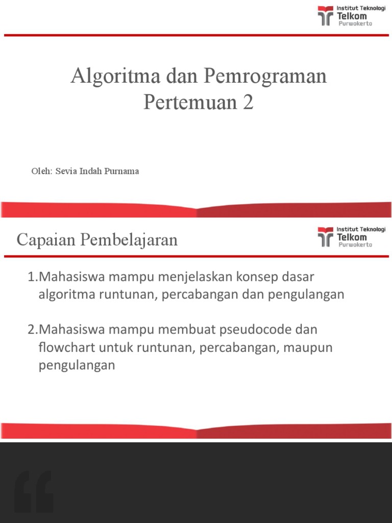 Pertemuan 2 - Algoritma Pemrograman (Algoritma Dan Representasi ...