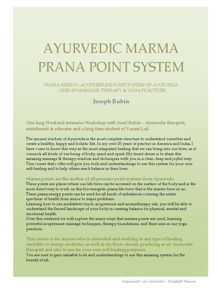 Ayurvedic Marma Prana Point System | PDF | Ayurveda | Massage