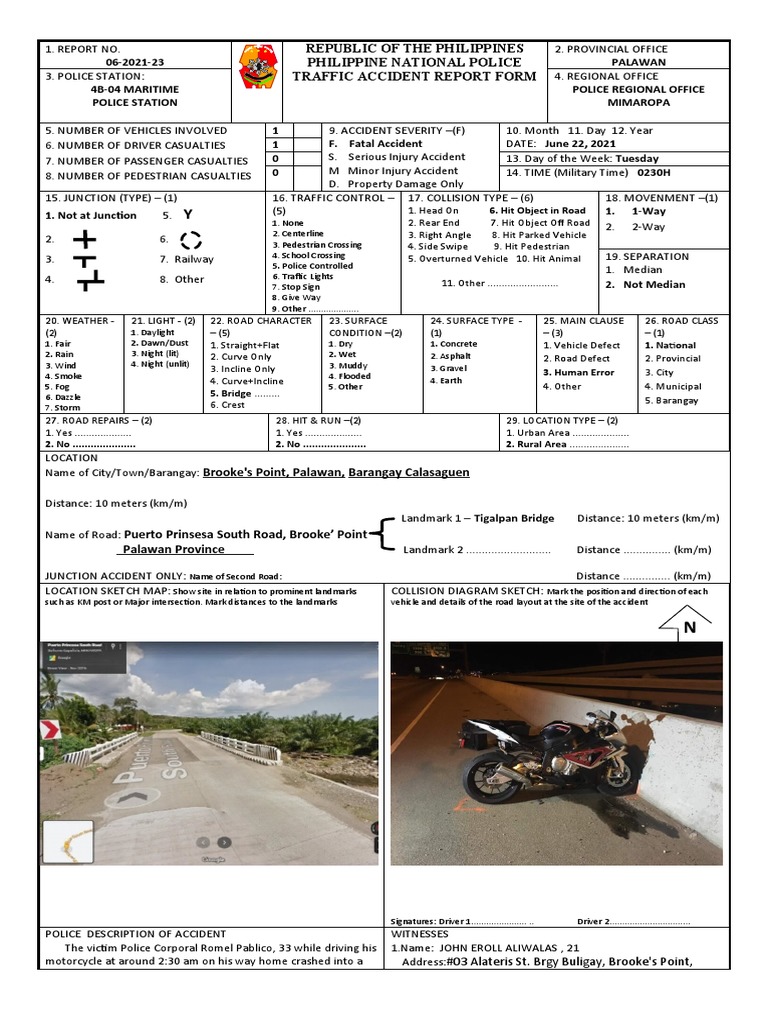 Republic of The Philippines Philippine National Police Traffic Accident ...