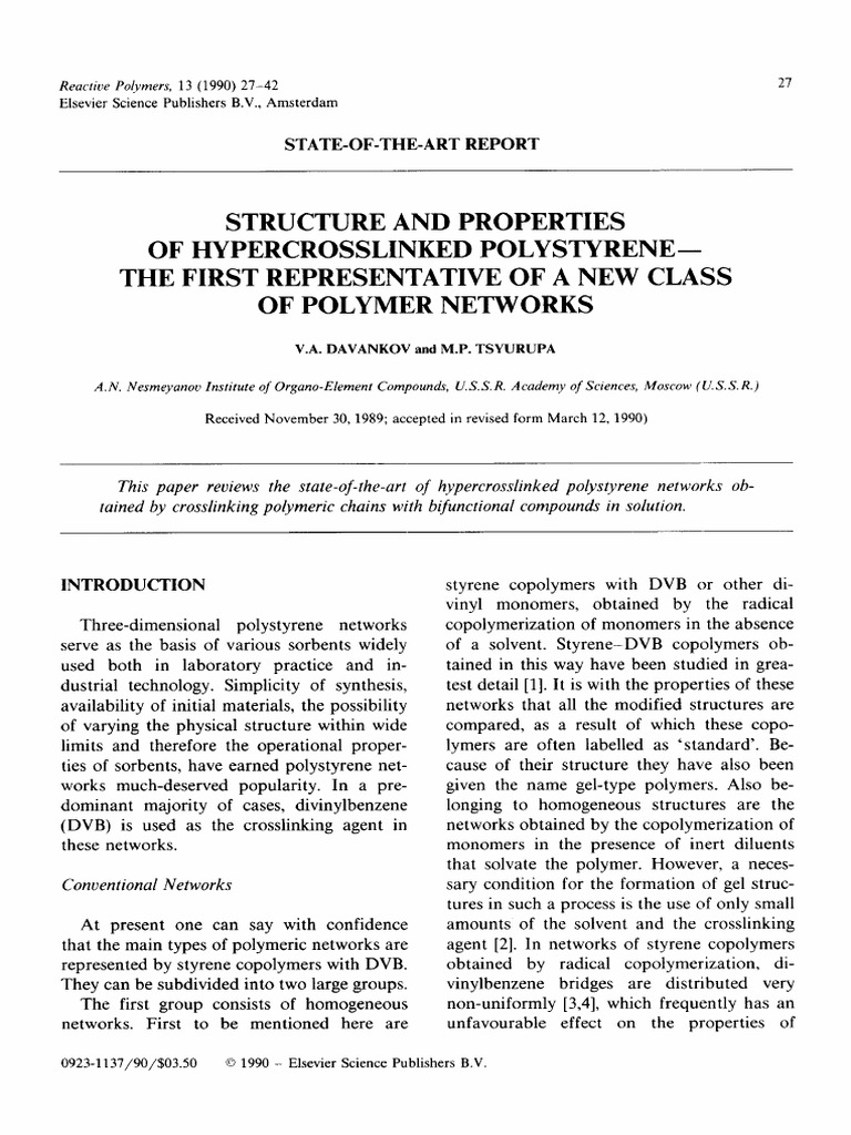 Cross Linked Polystyrene | PDF | Copolymer | Polymers