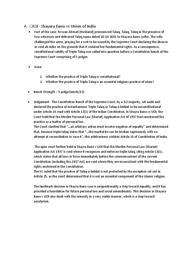 SC Bans Triple Talaq in Shayara Bano Case | PDF | Supreme Court Of ...