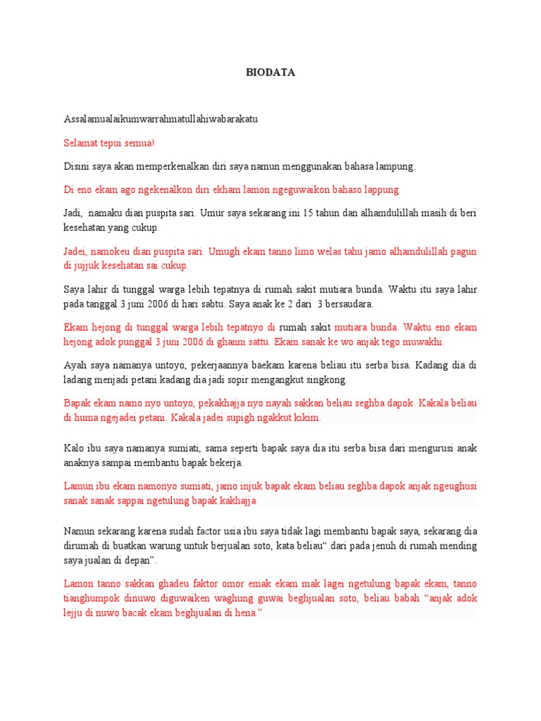 Perkenalan Atau Biodata | PDF
