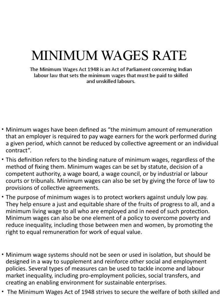 Minimum Wages Rate | PDF | Wage | Minimum Wage