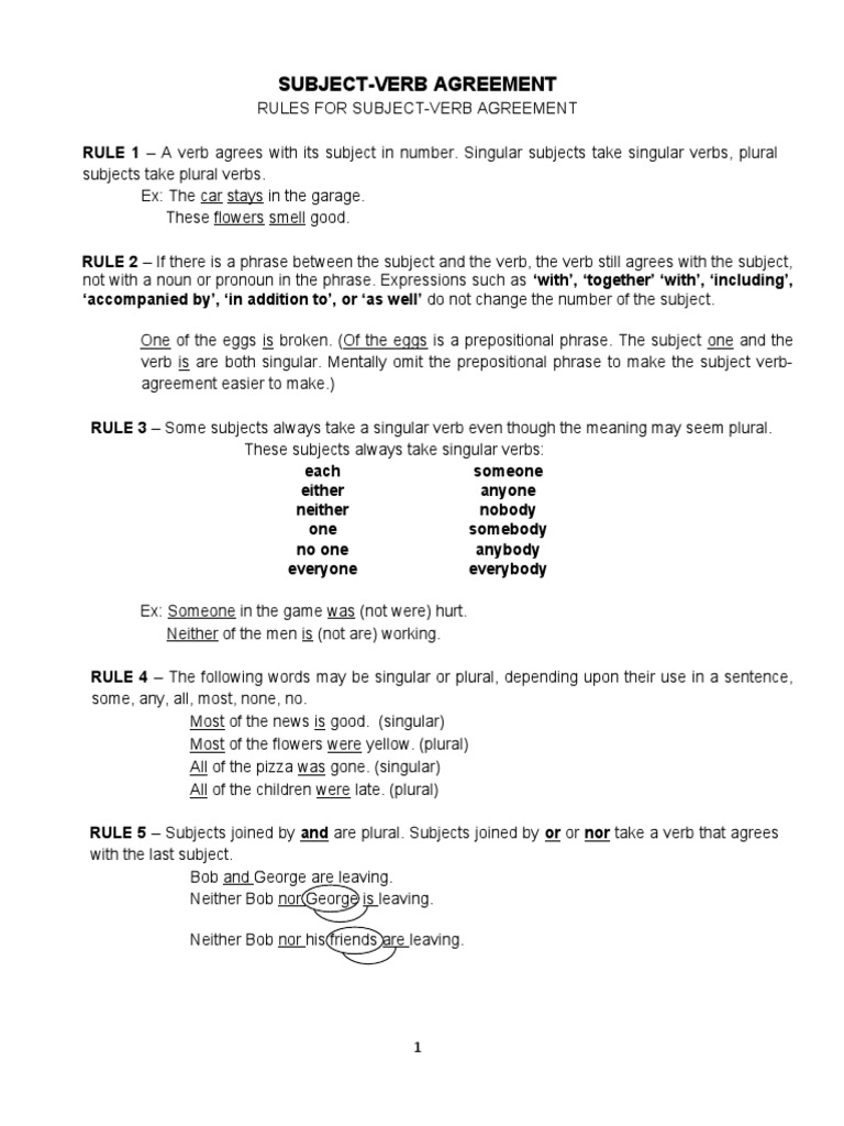 Subject-Verb Agreement | PDF | Grammatical Number | Subject (Grammar)