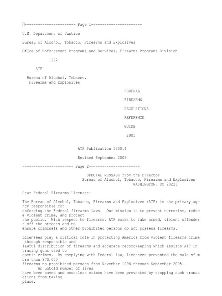 Federal Firearms Regulation Reference Guide 2005 | PDF | National ...