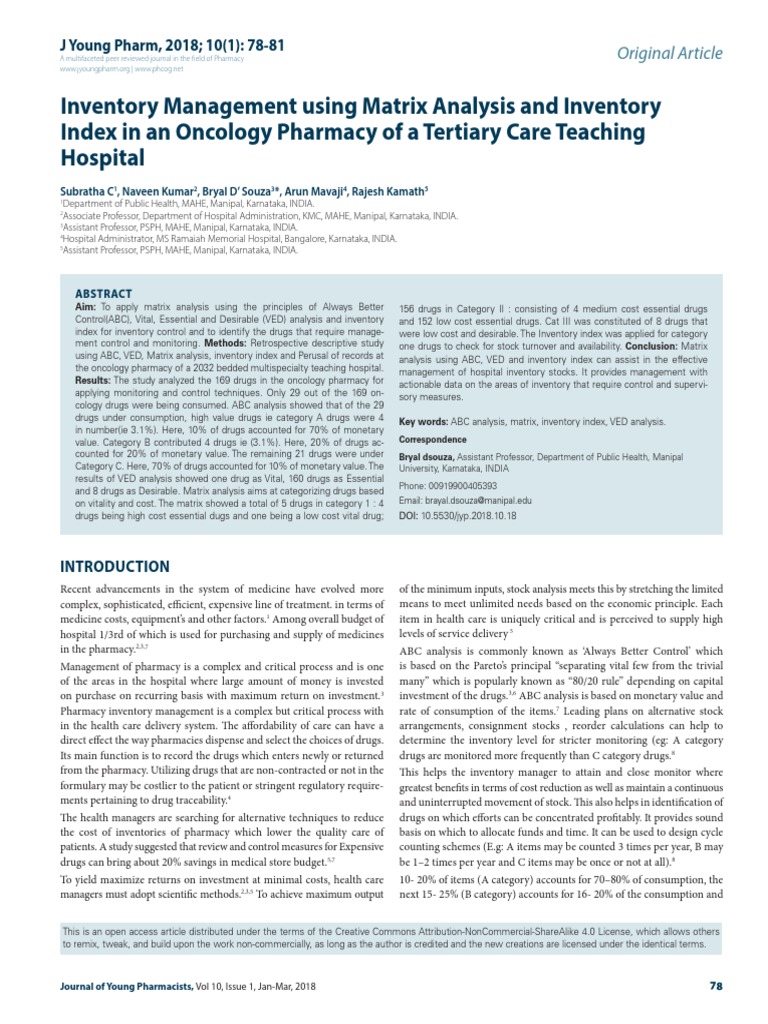 Inventory Management Using Matrix Analysis and Inventory Index in An ...