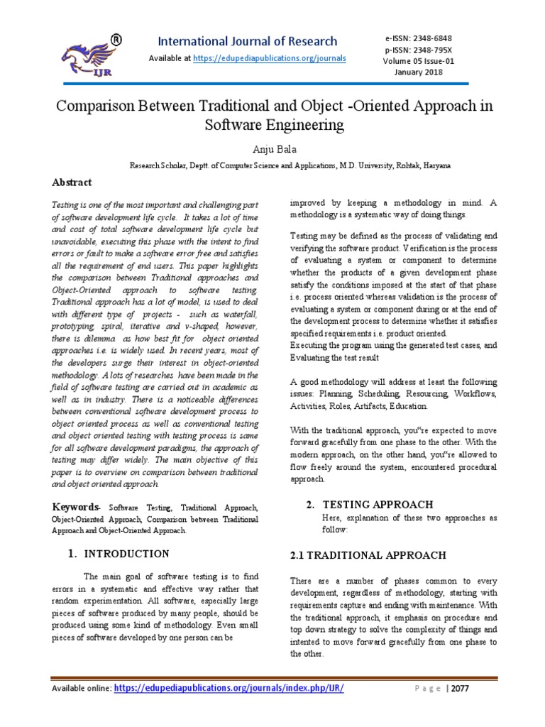 Comparison Between Traditional and Object - Oriented Approach in ...