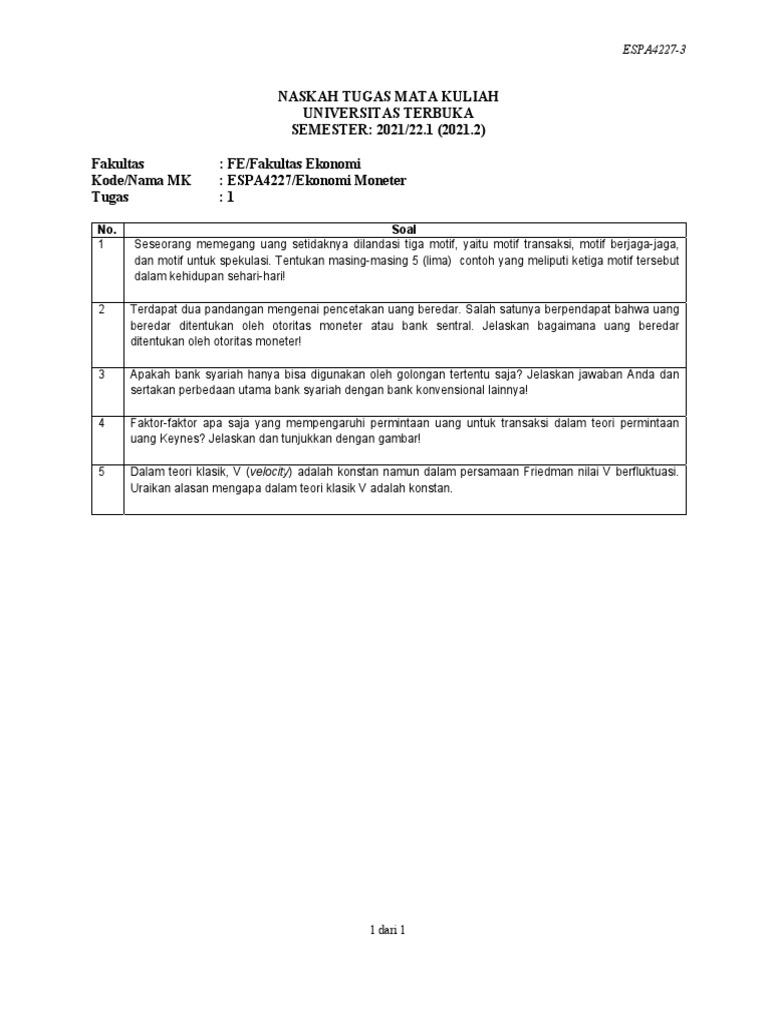 Soal Espa4227 Tmk1 3 | PDF | Karier & Perkembangan | Sains & Matematika