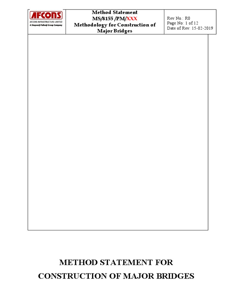 Method Statement For Construction of Major Bridges | PDF | Concrete ...