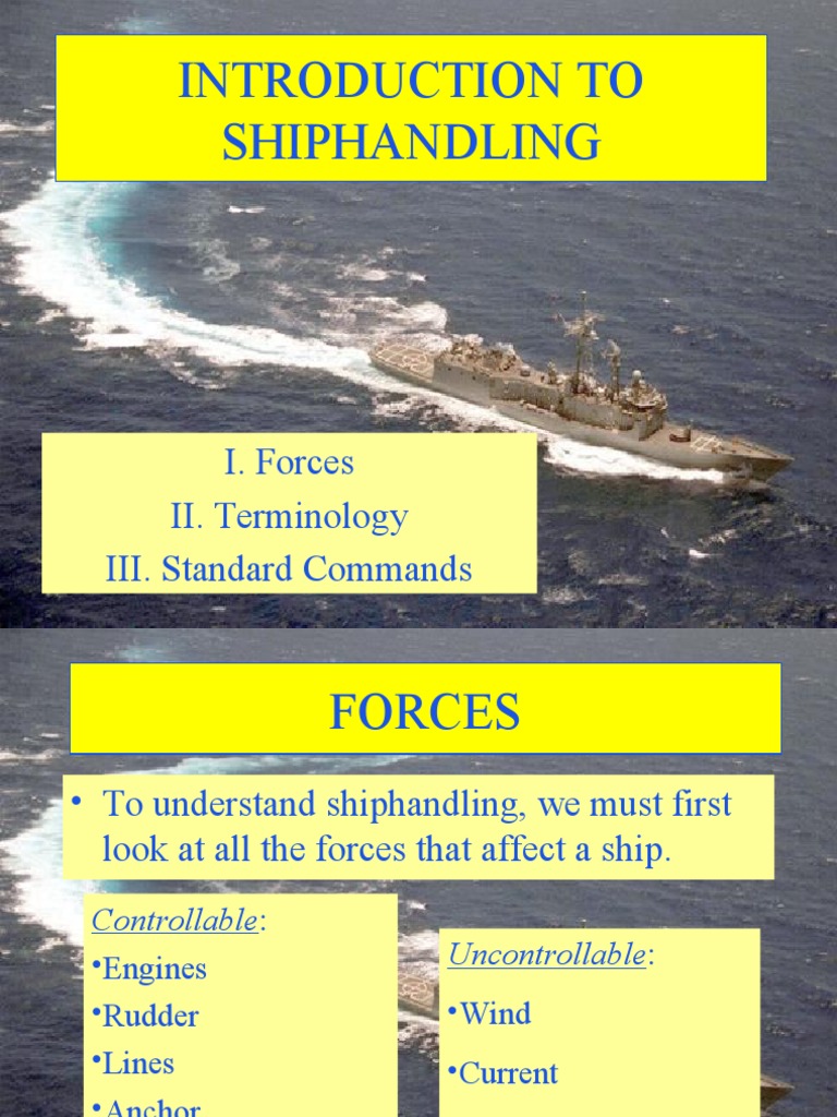 Introduction To Shiphandling: I. Forces II. Terminology III. Standard ...