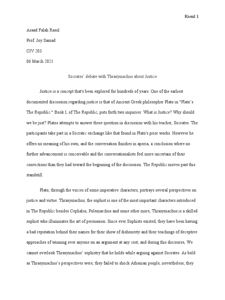 Socrates' Debate With Thrasymachus About Justice | PDF | Socrates | Justice