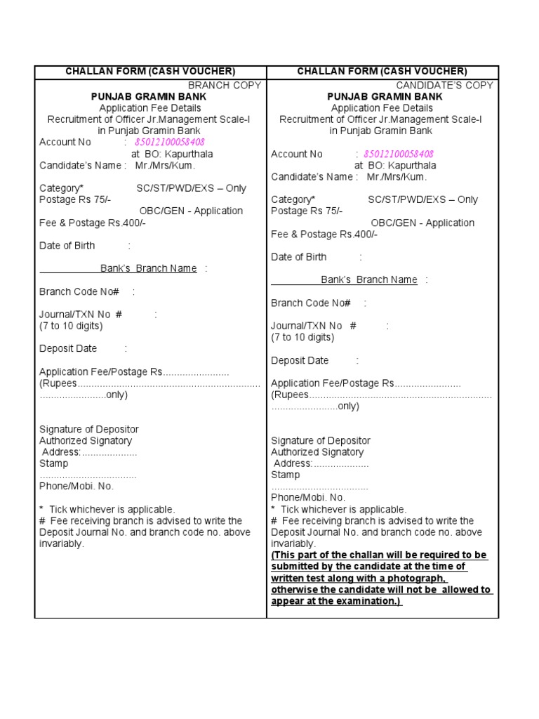 Challan Form | PDF | Deposit Account | Postage Stamp