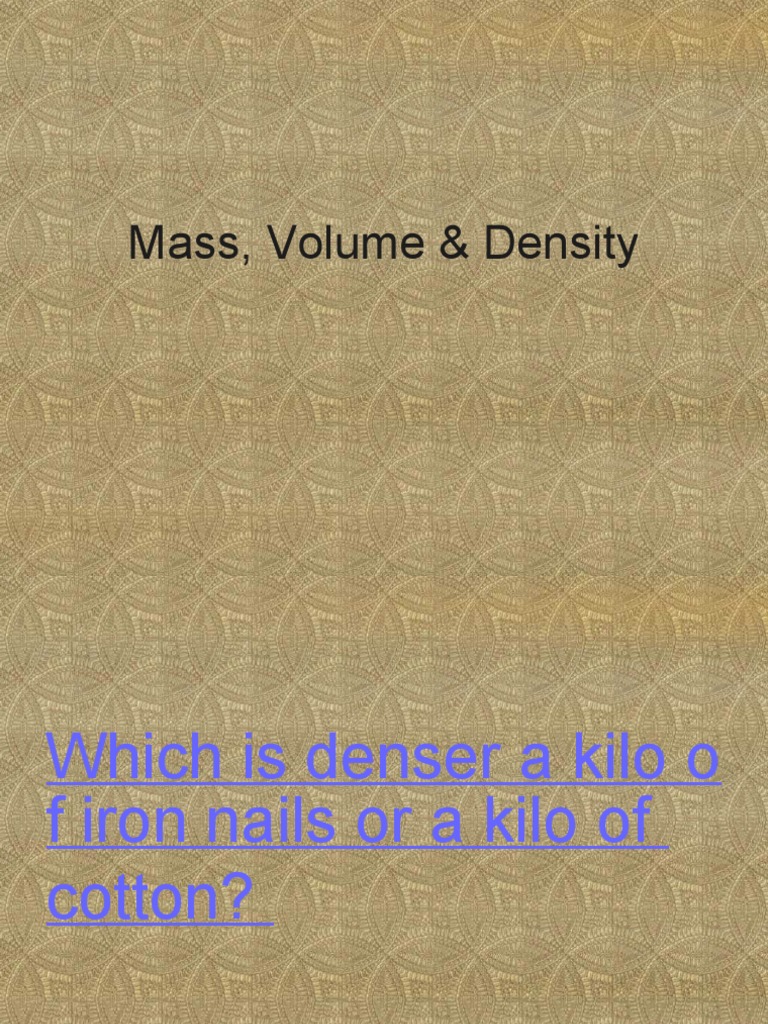 Mass Volume Formula | PDF | Density | Volume