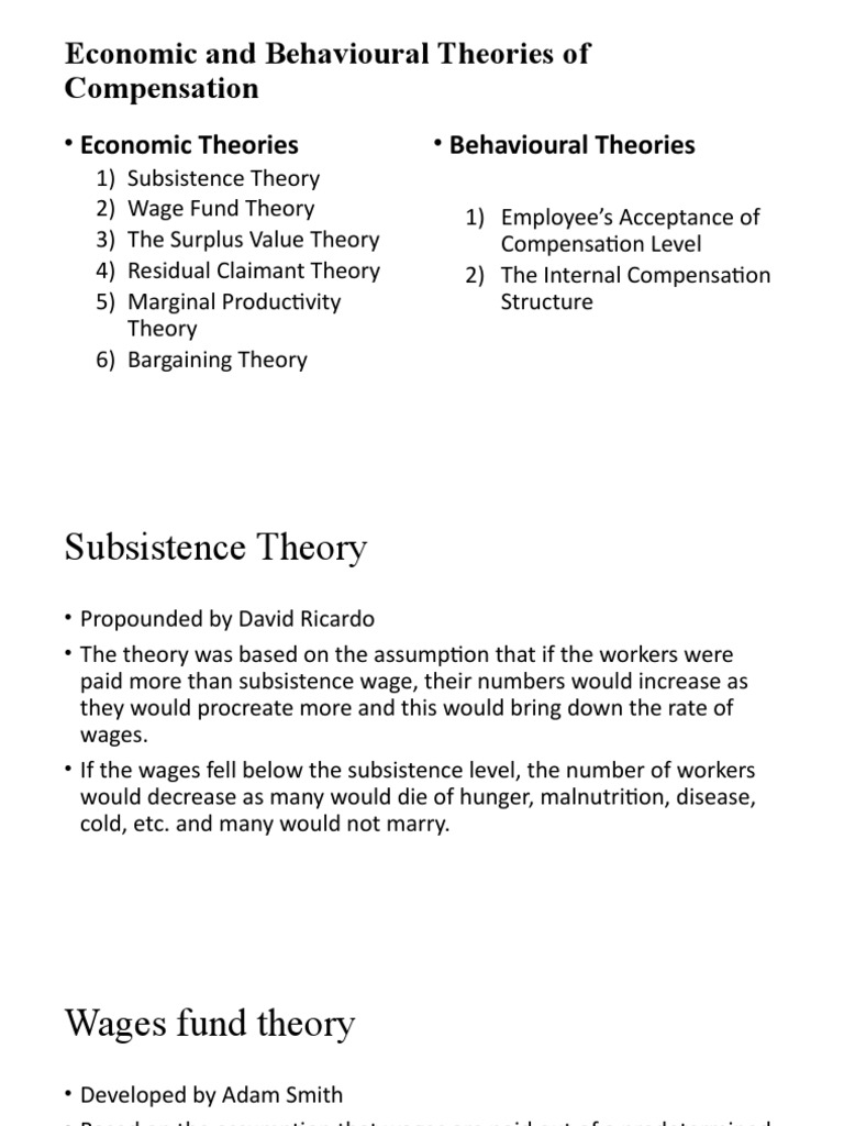 Theories of Compensation - Shubham Hasija | PDF | Labour Economics | Wage