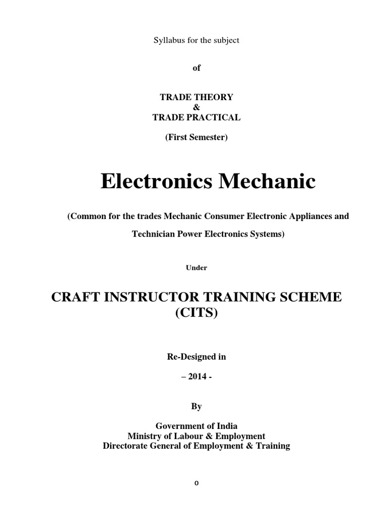 Electronics Mechanic: Craft Instructor Training Scheme (CITS) | PDF ...