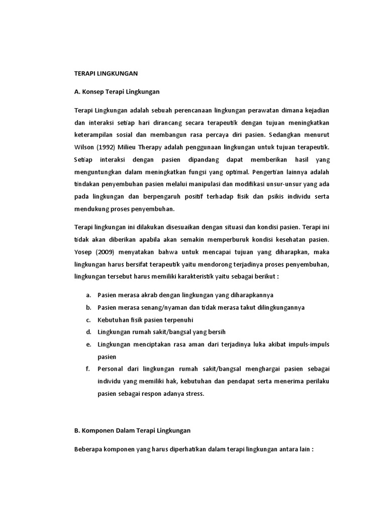 Panduan Terapi Lingkungan untuk Pasien | PDF
