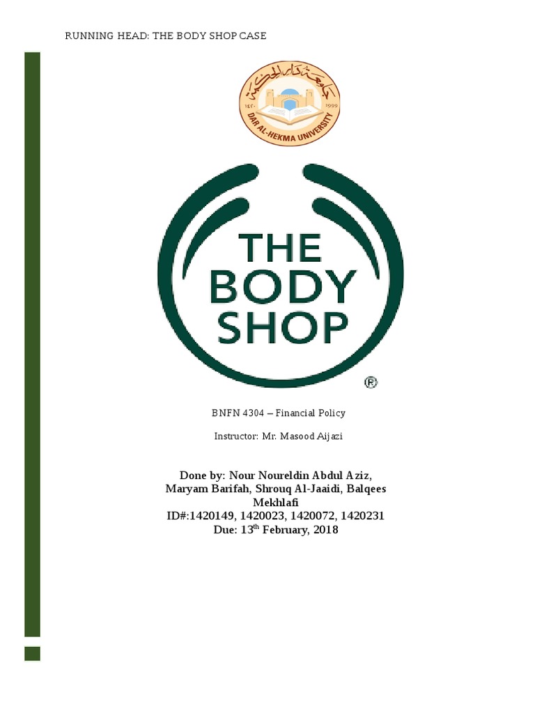 Body Shop Case | PDF | Equity (Finance) | Dividend