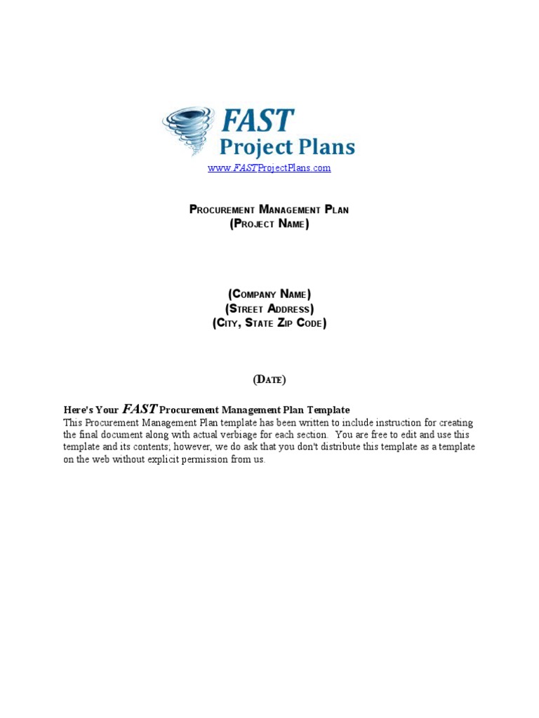 Procurement Management Plan Template | PDF | Procurement | Request For Proposal