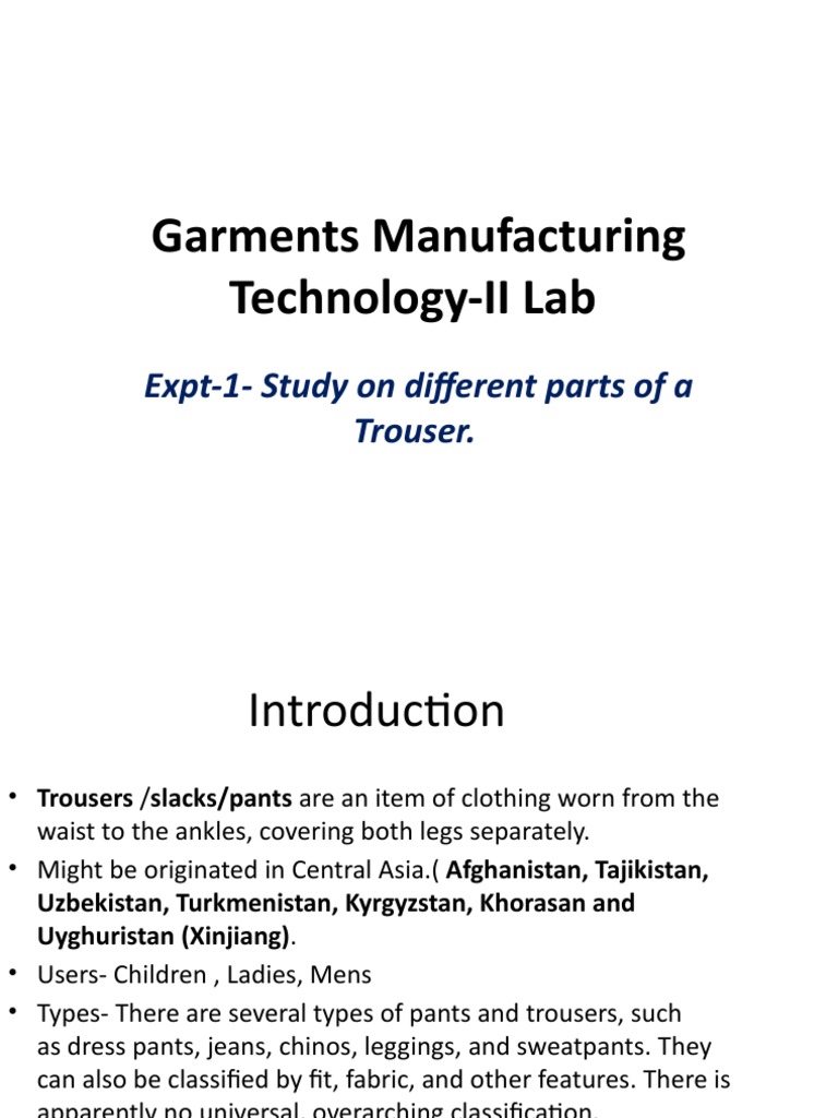 Expt-1-Study On Different Parts of A Trouser | PDF | Trousers | Seam ...