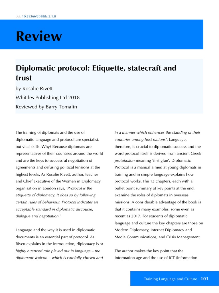 Diplomatic Protocol Etiquette Statecraft and Trust | PDF | Diplomacy ...