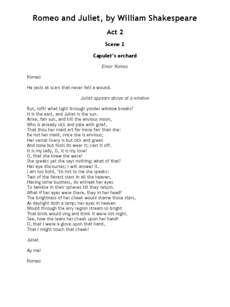 Romeo and Juliet Act 2 Scene 2 | PDF