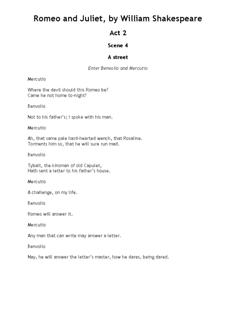 Act 2, Scene 4: Romeo's Plans Unfold | PDF | Romeo And Juliet ...