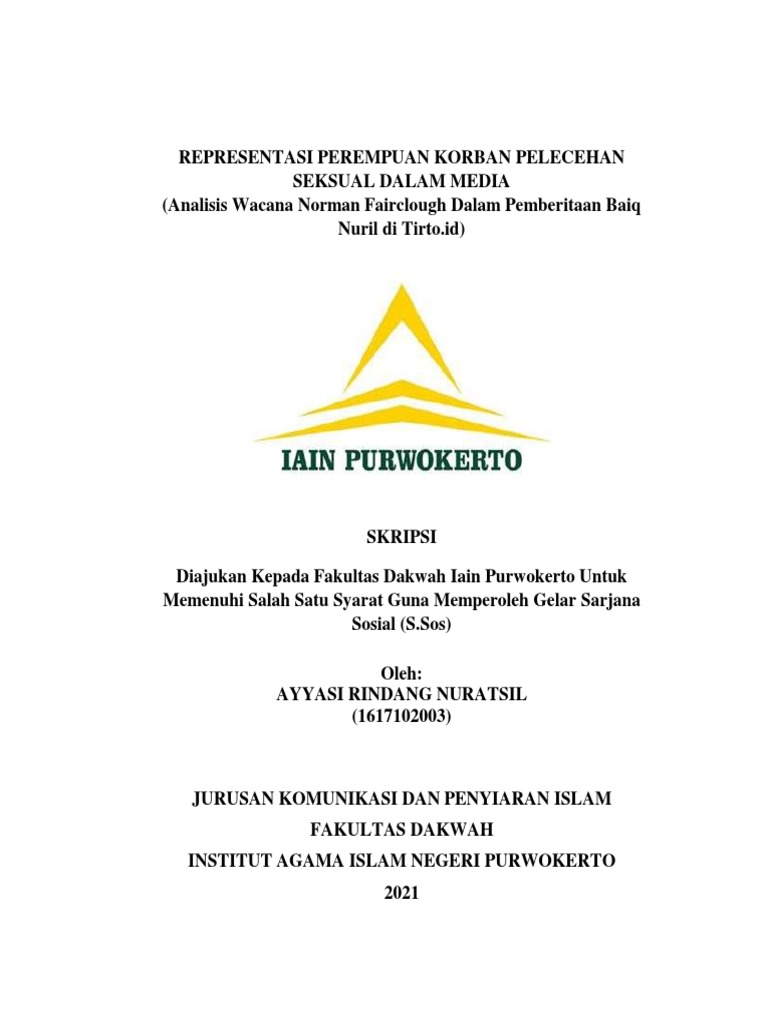Ayyasi Rindang N - Representasi Perempuan Korban Pelecehan Seksual Di ...