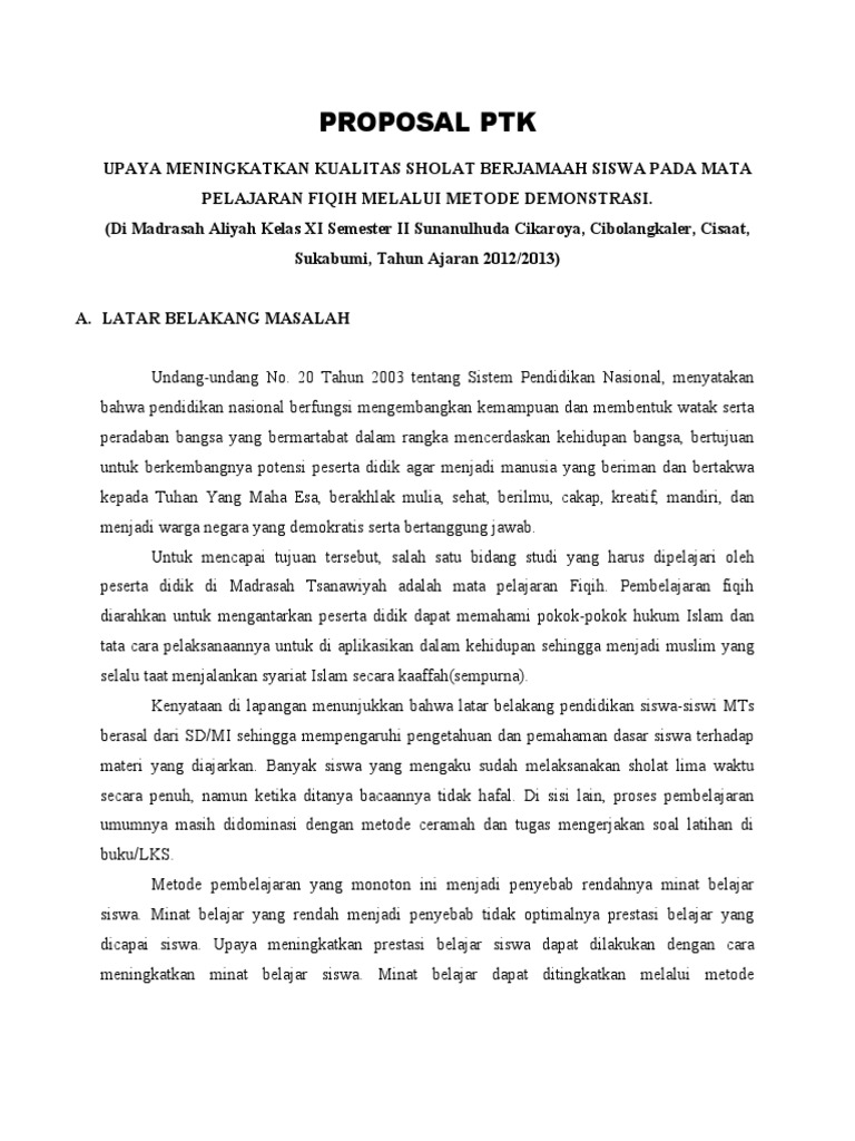 Proposal PTK Upaya Meningkatkan Kualitas | PDF | Sains & Matematika