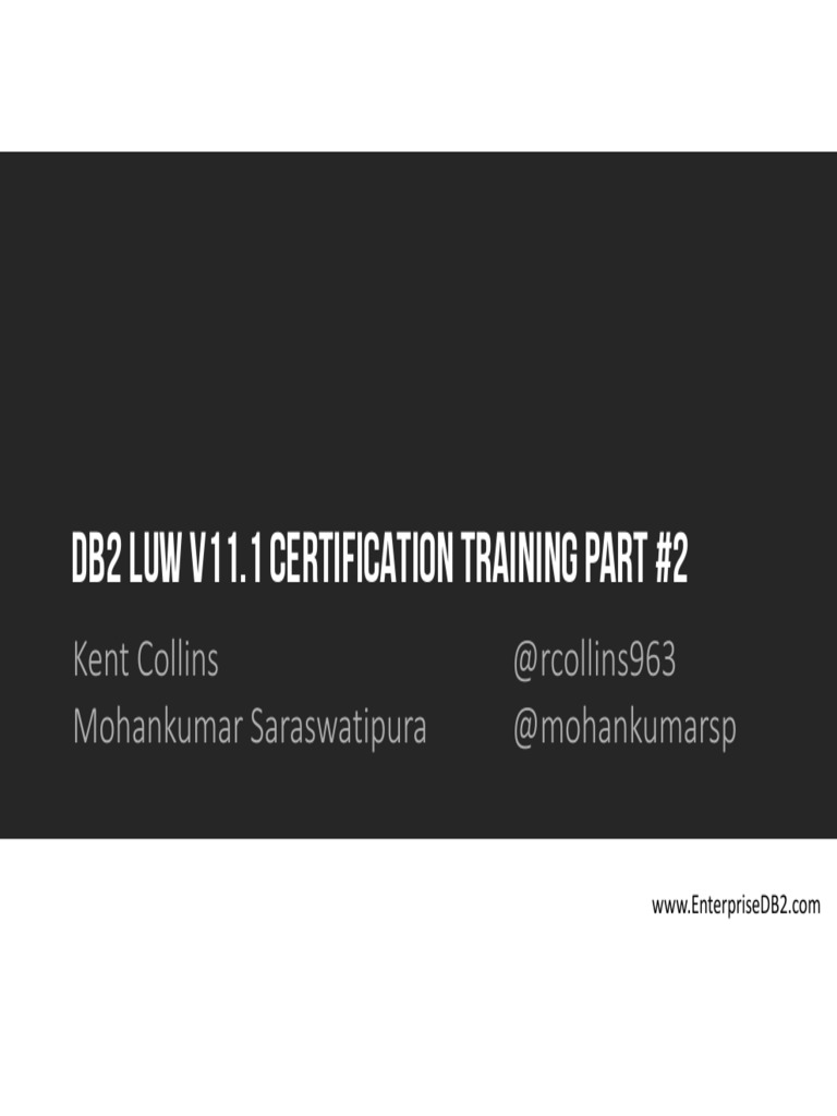 DB2 LUW V11 Certification Training - Part 2 | PDF | Computing | Database Index