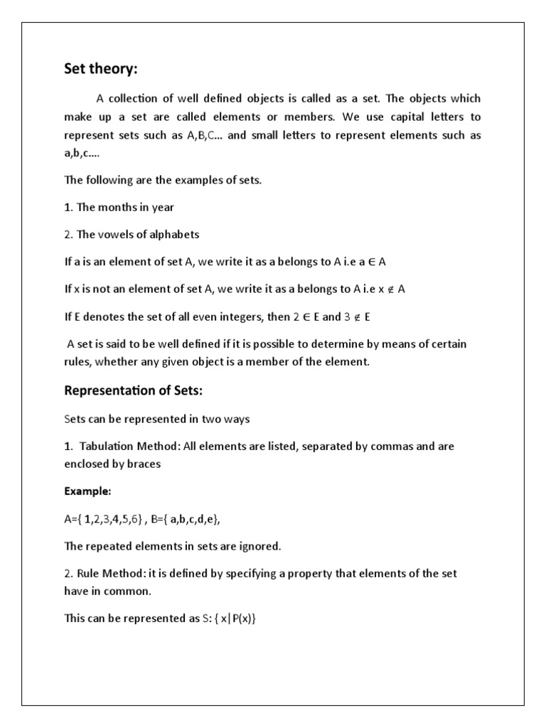 Set Theory and Relations - Material | PDF | Set (Mathematics ...