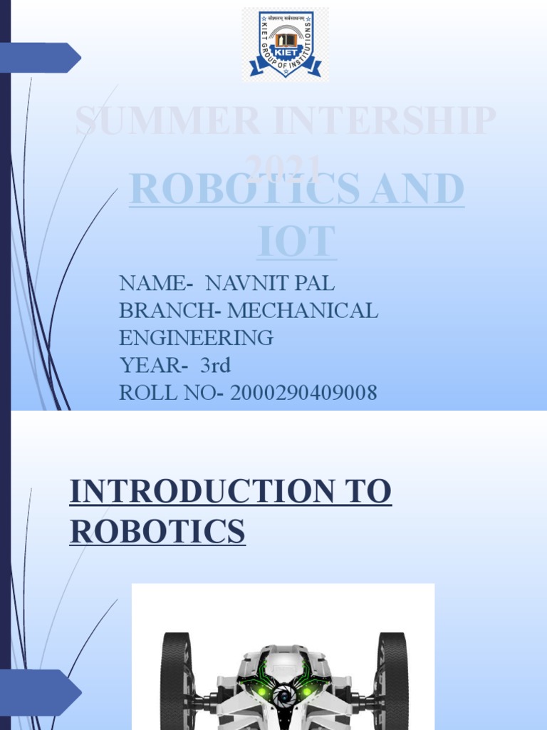 Presentation On Robotics | PDF | Rotation Around A Fixed Axis | Robot