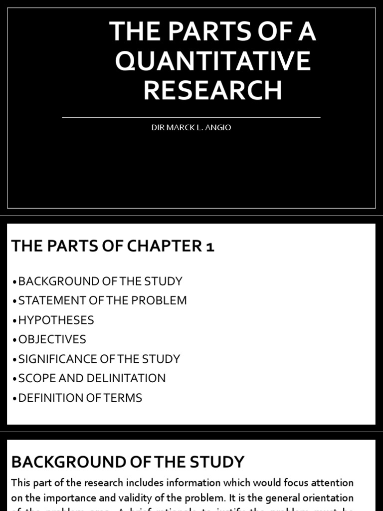 The Parts of A Quantitative Research: Dir Marck L. Angio | PDF ...