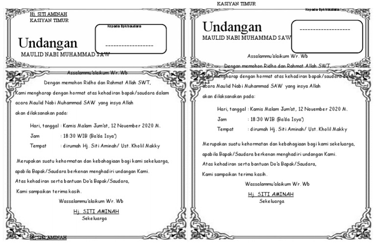 Undangan Maulid Nabi | PDF