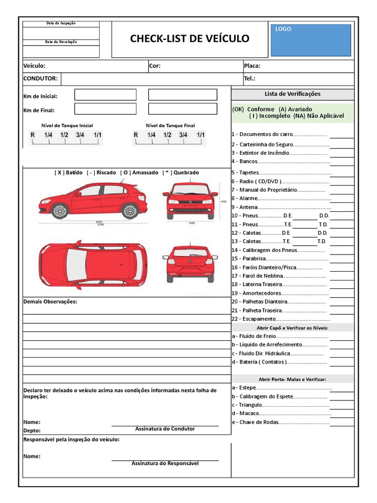 Checklist Veicular Gol g6 | PDF | Tecnologias automotivas | Indústria ...