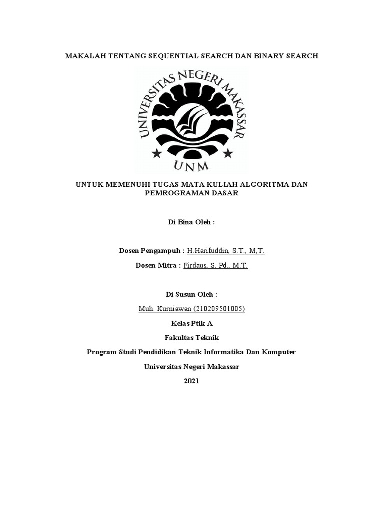 Perbandingan Sequential dan Binary Search | PDF | Metode & Bahan Ajar ...