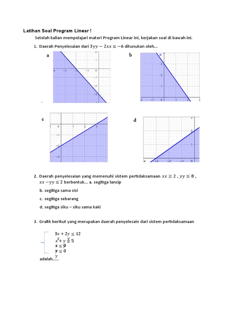 Program Linear Kelas 11 | PDF