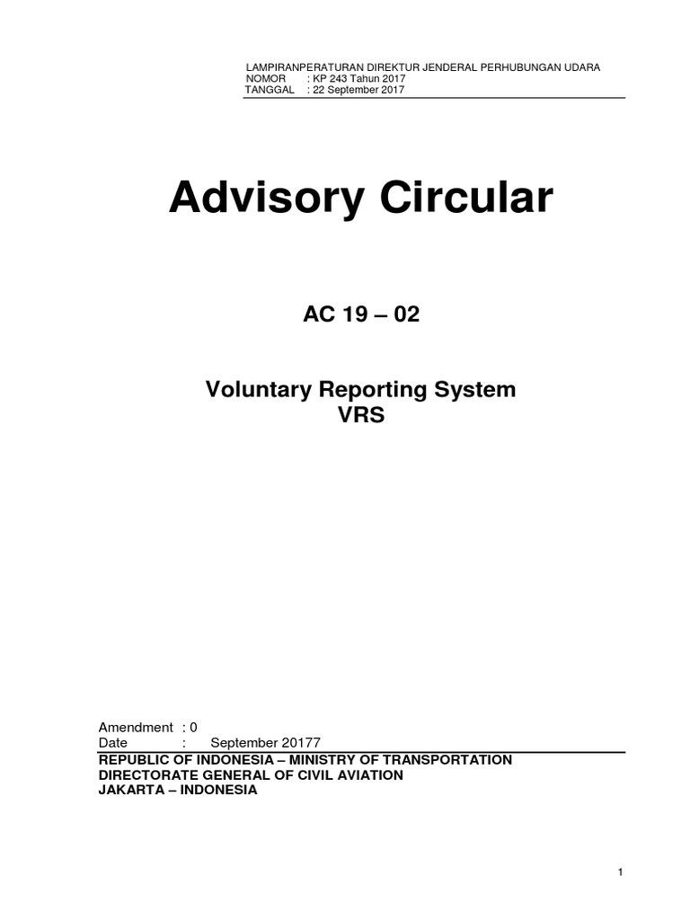 AC19-02 - Voluntary Reporting System | PDF | Air Traffic Control | Aviation