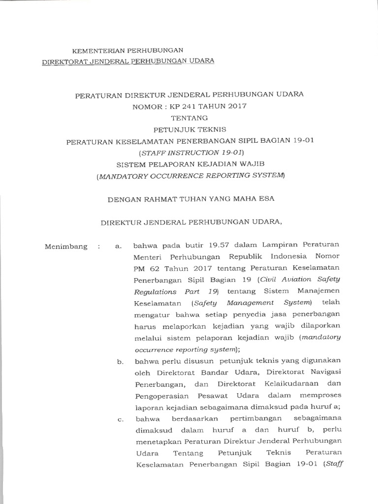 KP 241 TAHUN 2017 Tentang SI 19-01 MOR | PDF