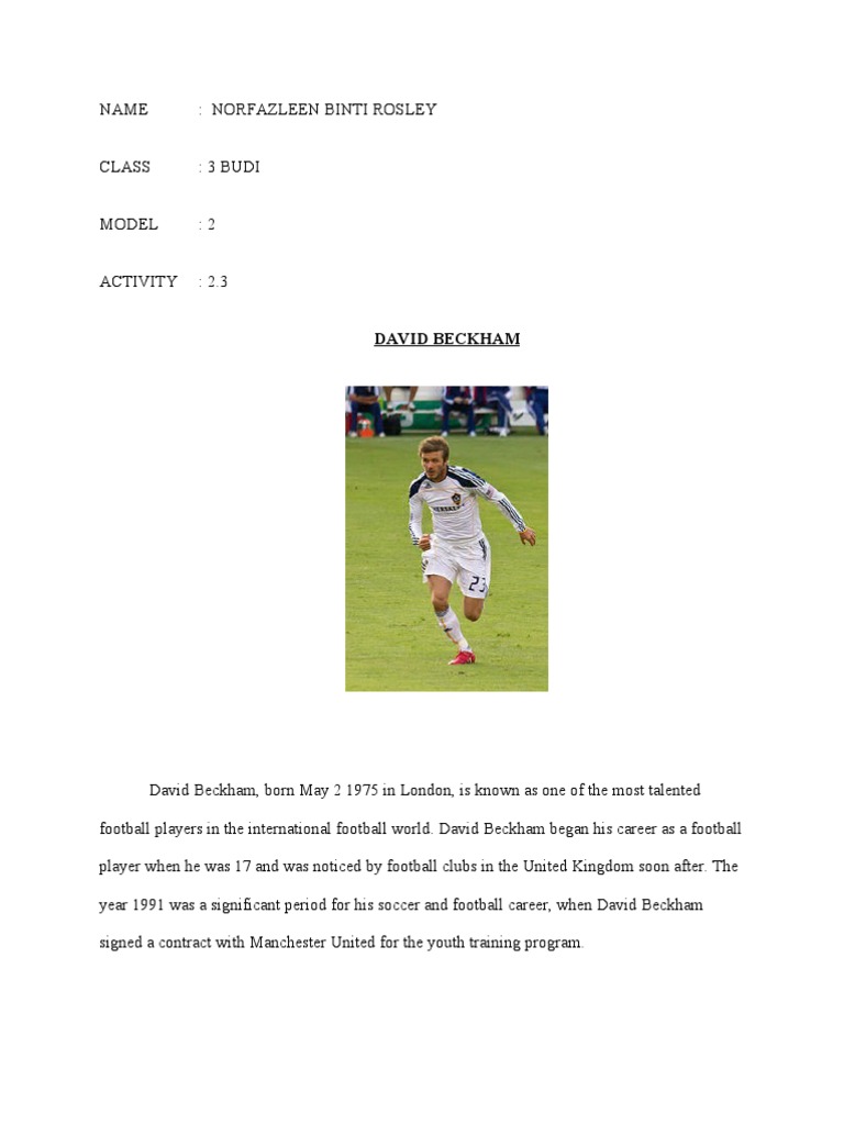 David Beckham: A Football Icon | PDF | Sports & Recreation | Lifestyle
