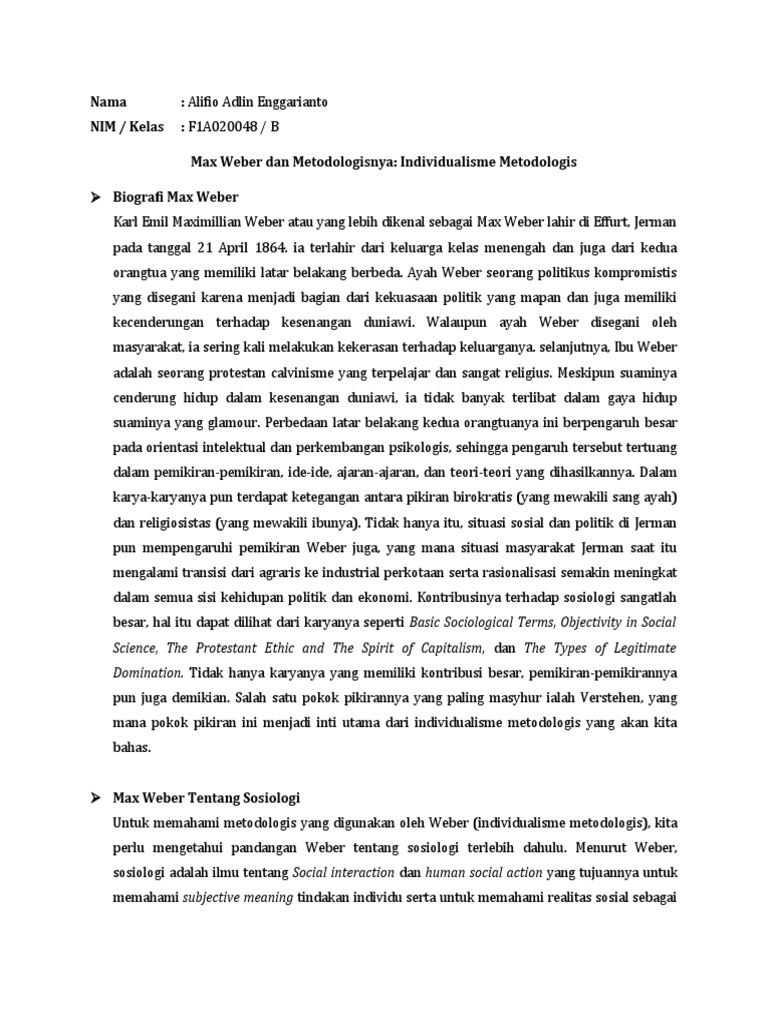 Max Weber Dan Metodologisnya | PDF
