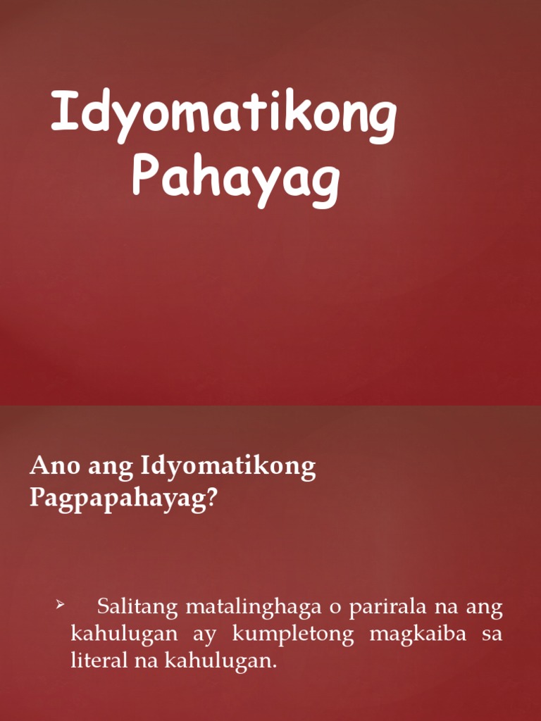Idyomatikong Pahayag at Tayutay | PDF