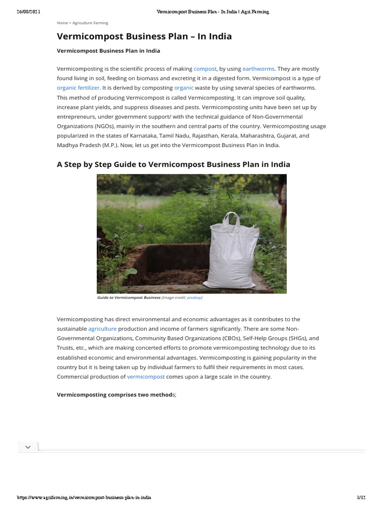 Vermicompost Business Plan in India | PDF | Agriculture | Compost