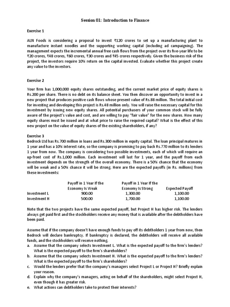 01 Corporate Finance Exercises | PDF | Equity (Finance) | Depreciation