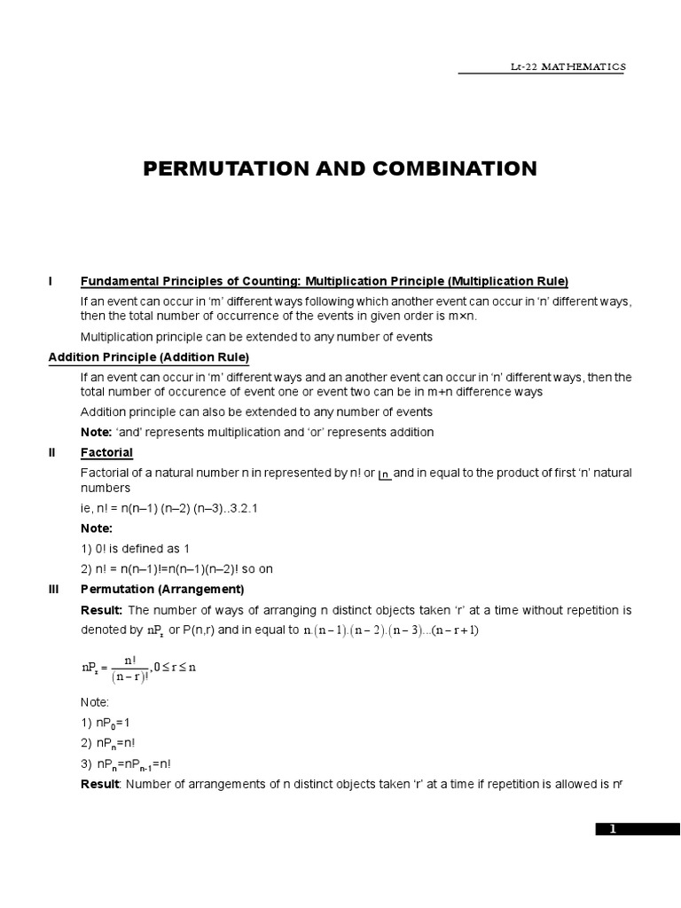 3.permutations and Combinations | PDF | Line (Geometry) | Permutation